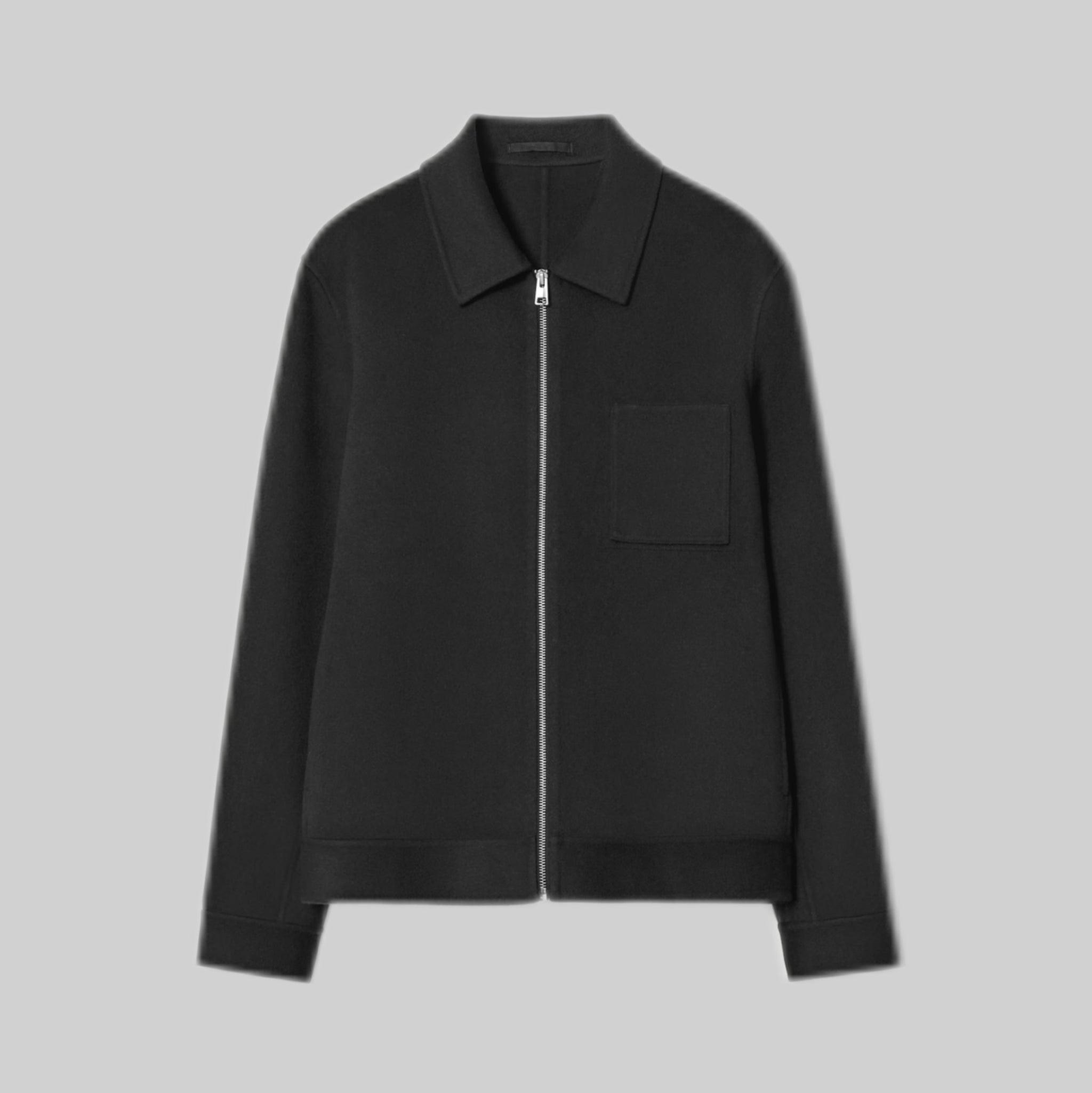 COS Double-Faced Wool Harrington Jacket in Black