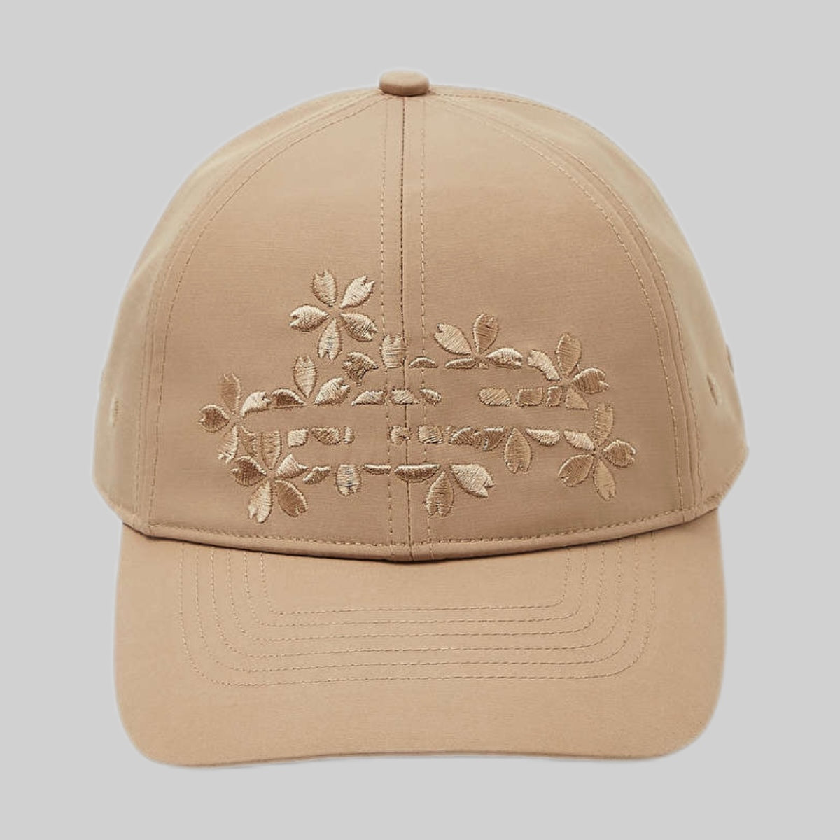 COS Floral Embroidered Baseball Cap - Beige